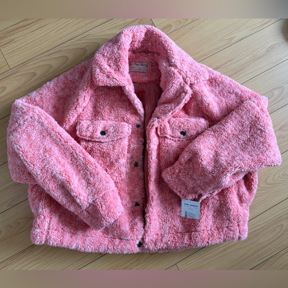 Free People | Jackets & Coats | Free People Pink Teddy Jacket | Poshmark
